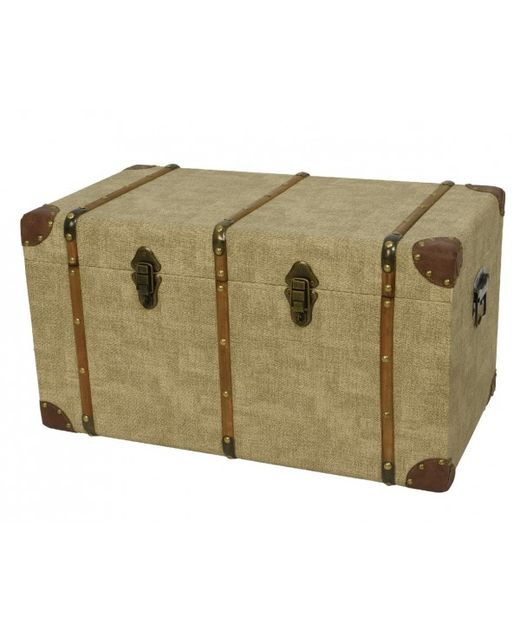 BAÚL DE MADERA Y CUERO MARRÓN 60 x 36 x H 36cm. (Set 3u ...